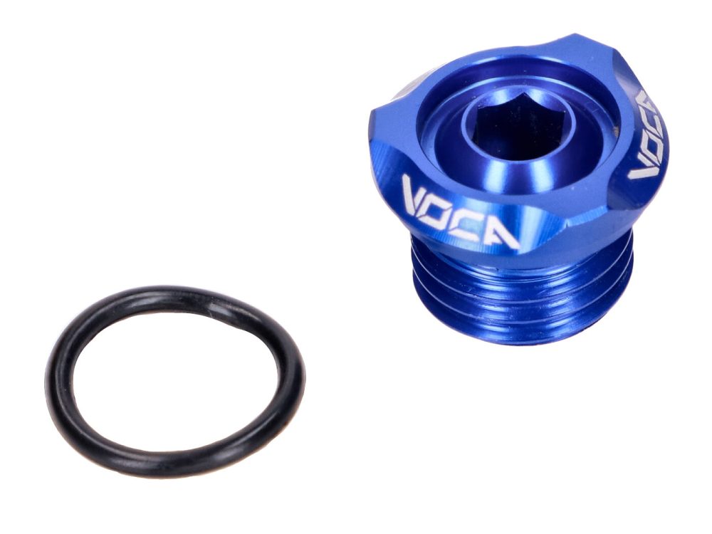 Olievulplug Voca V2 CNC blauw voor Minarelli AM, Generic, KSR-Moto, Keeway, Motobi, Ride, 1E40MA ...